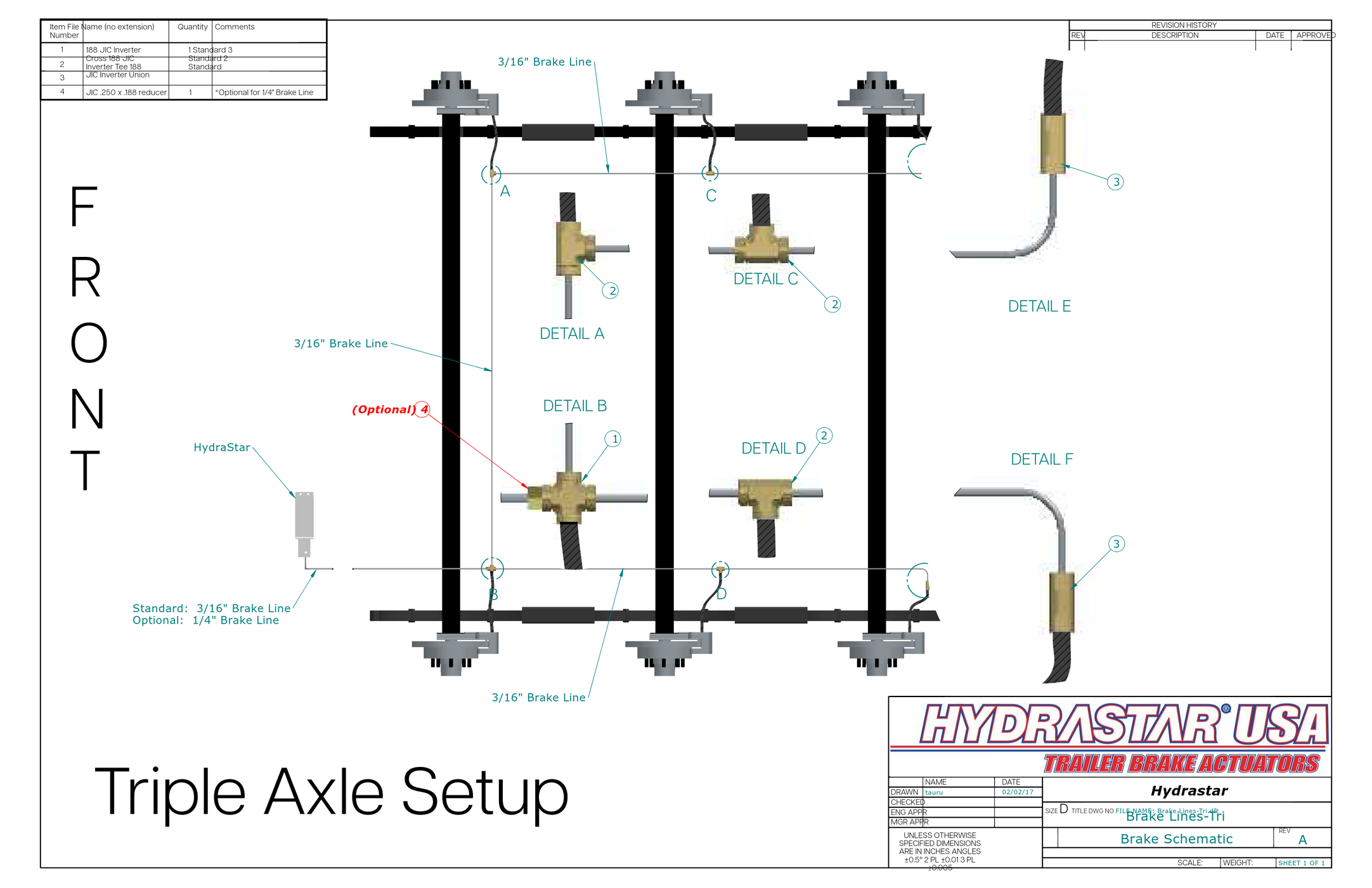 Hydrastar® 7K Axles, 8 Lug Integral TRIPLE Axle Trailer Disc Brake Kit ...