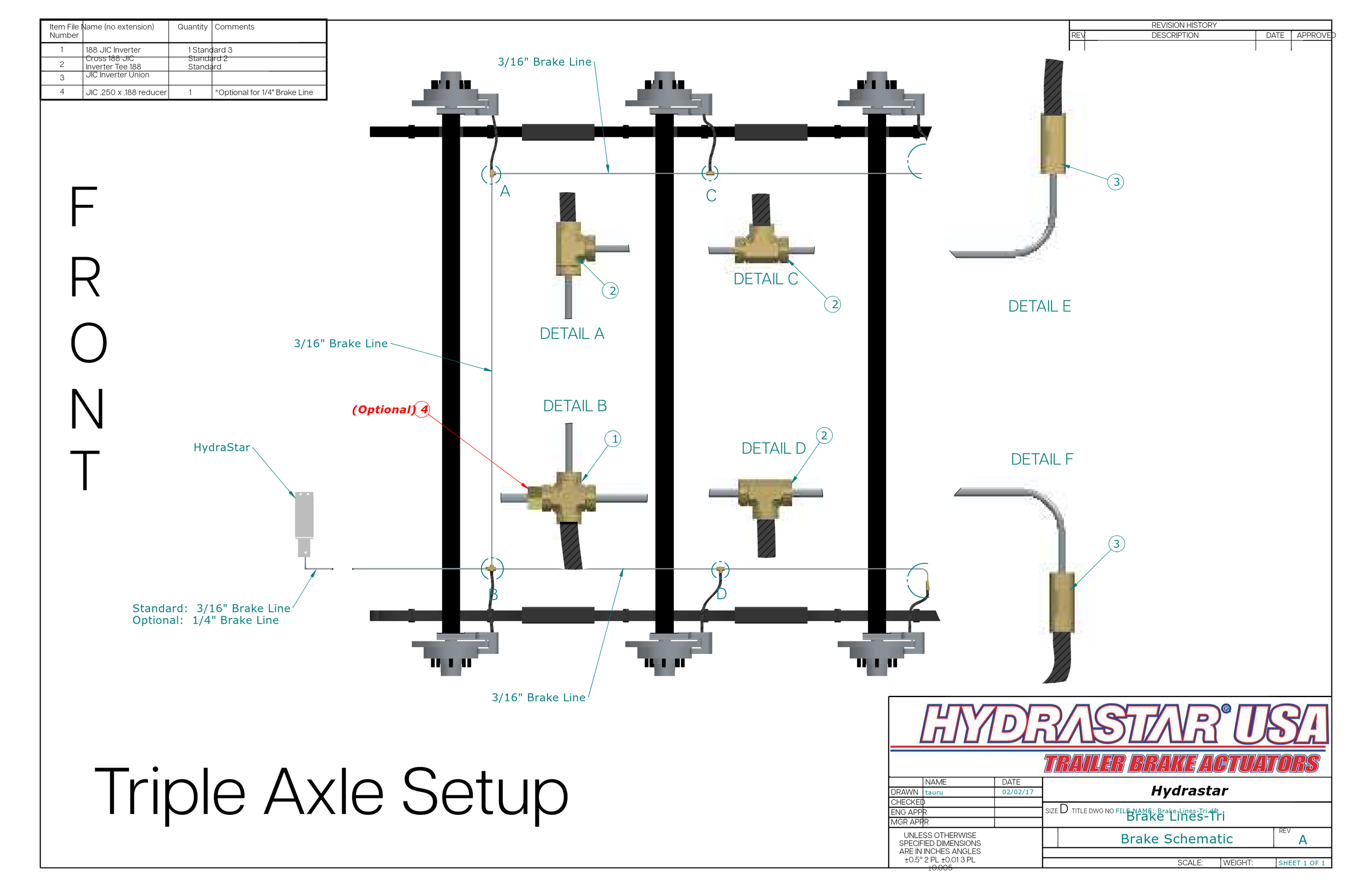 Hydrastar® 7K Axles, 8 Lug Integral TRIPLE Axle Trailer Disc Brake Kit ...