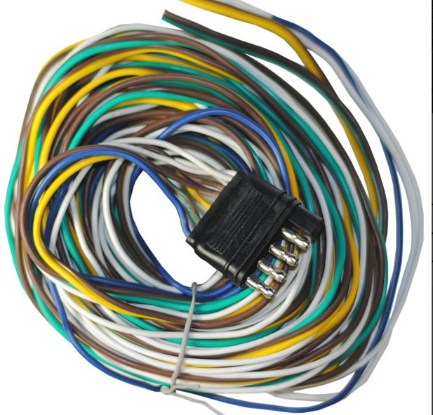 5 Way Flat Wiring Harness, 35 Foot, Full Ground, (Brown, Green, Yellow ...
