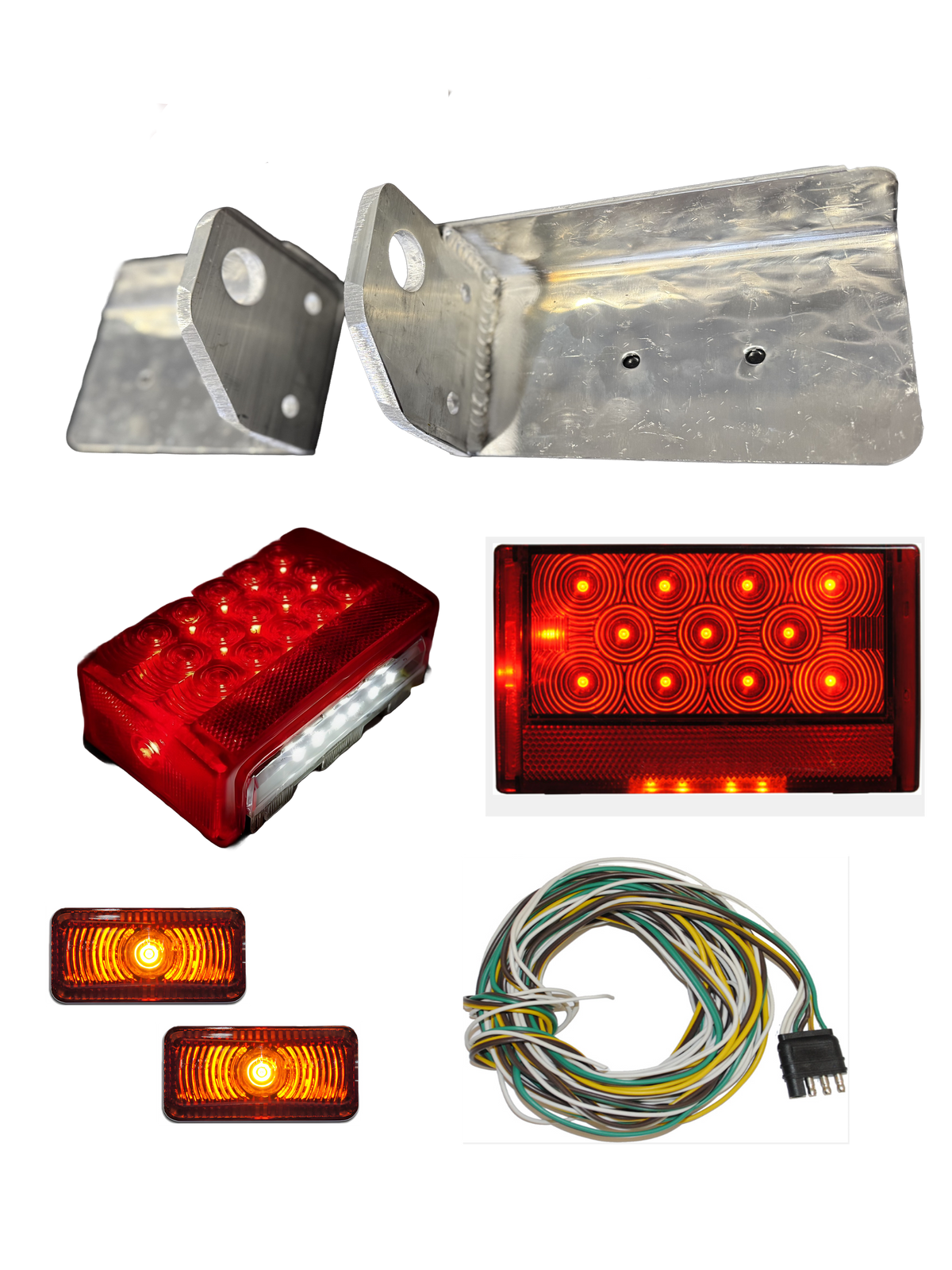 6" Low Profile Aluminum Tail Light Housing, Step and Transom Tie Down,