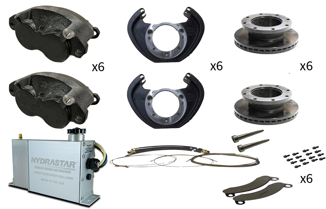 Hydrastar® 10K Axles, 8 Lug Dual Wheel, Triple Axle Trailer Disc Brake ...